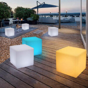 LED Cube Stool 43 cm | Color Changing Glow Cube | Colorfuldeco