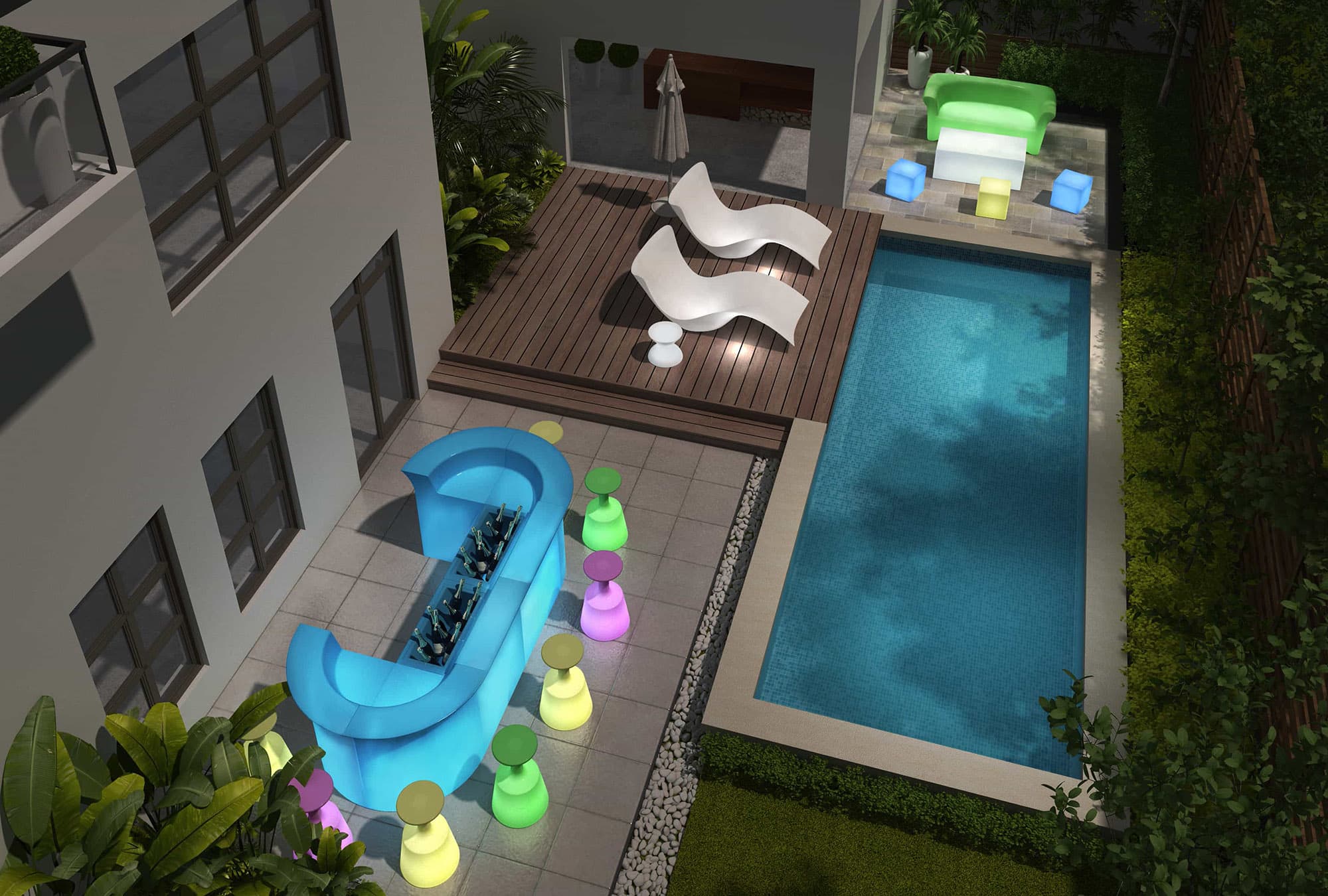 Light-up Bar Counter Straight with Bucket | LED Bar Furniture