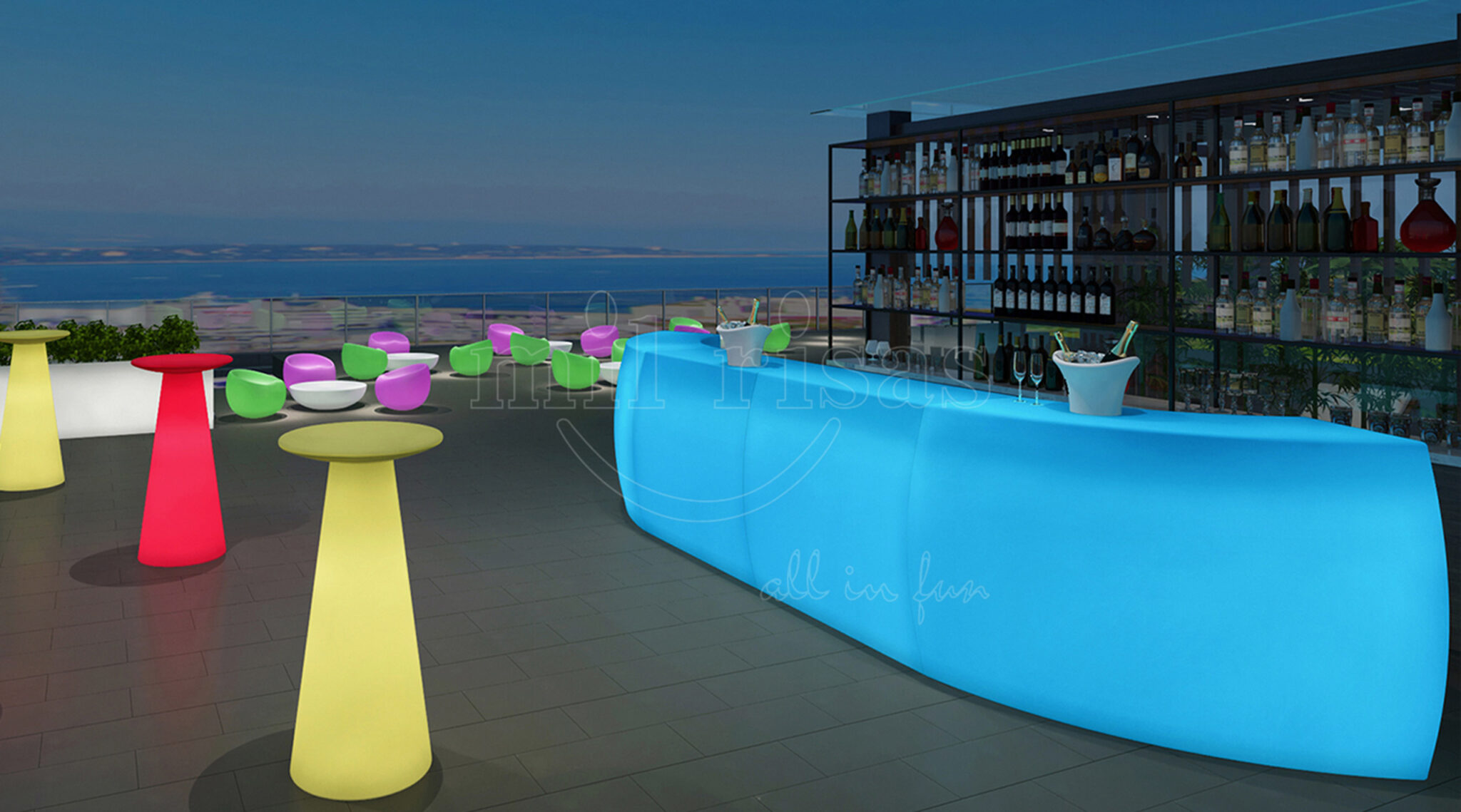 LED Bar Counter Straight | Modern Light-Up Bar for Events
