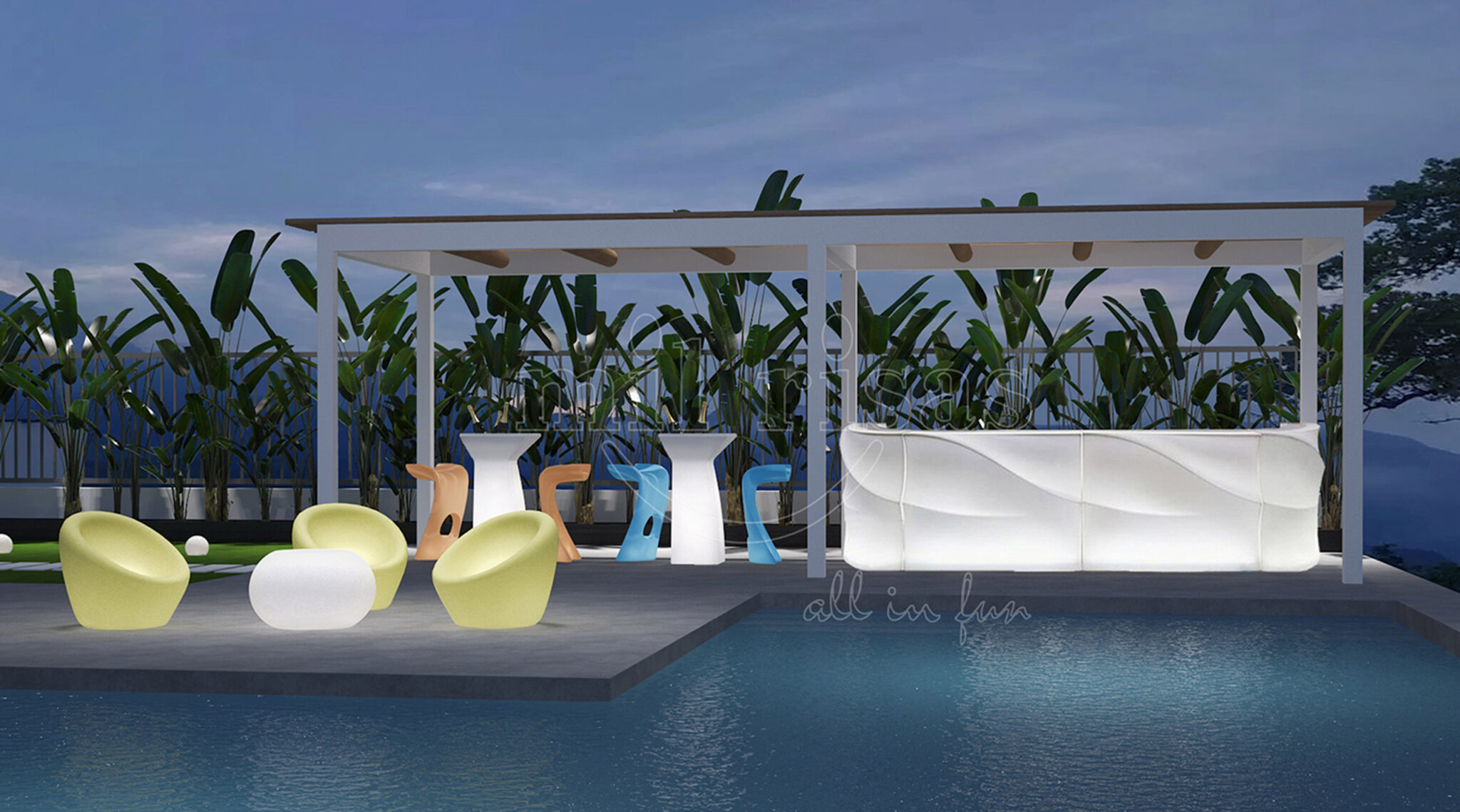 Wave LED Bar Counter Straight | Sleek Waterproof Bar for Events