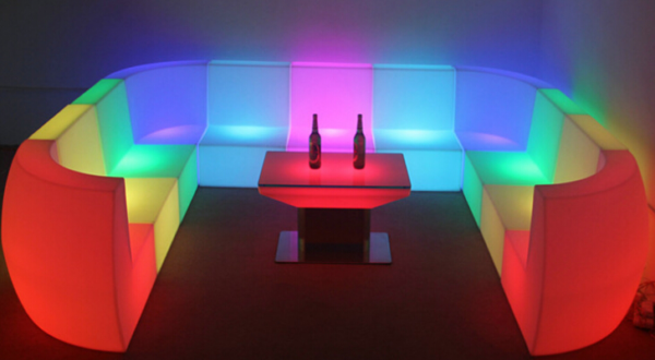 Straight LED Sectional Sofa with Light - Perfect Party Furniture