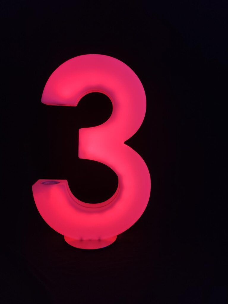 LED Light Numbers 3 | LED Numbers | Colorfuldeco