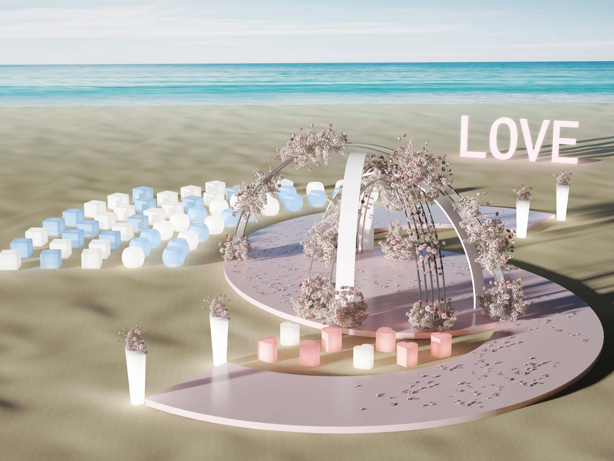 Infinity Pool Wedding with LED Furniture | Colorfuldeco