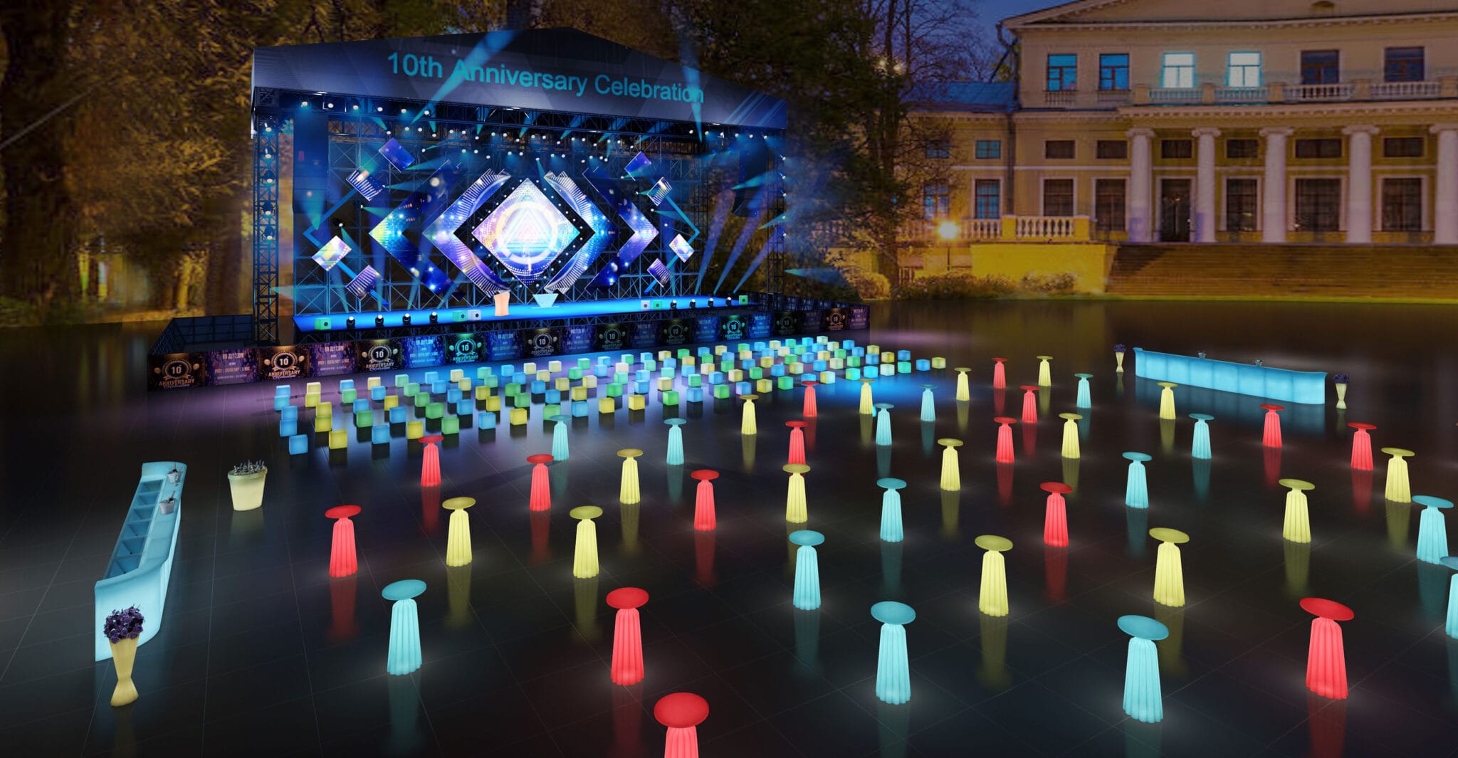 Stage Design with LED Glow Furniture | Unique and Stylish