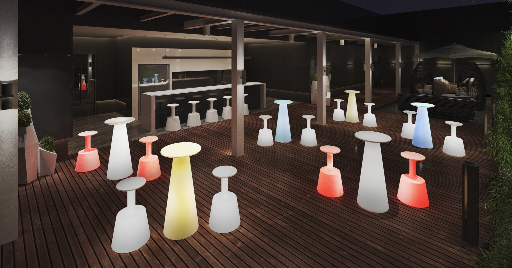 LED Cocktail Drink Table and 2 Stools | Colorfuldeco