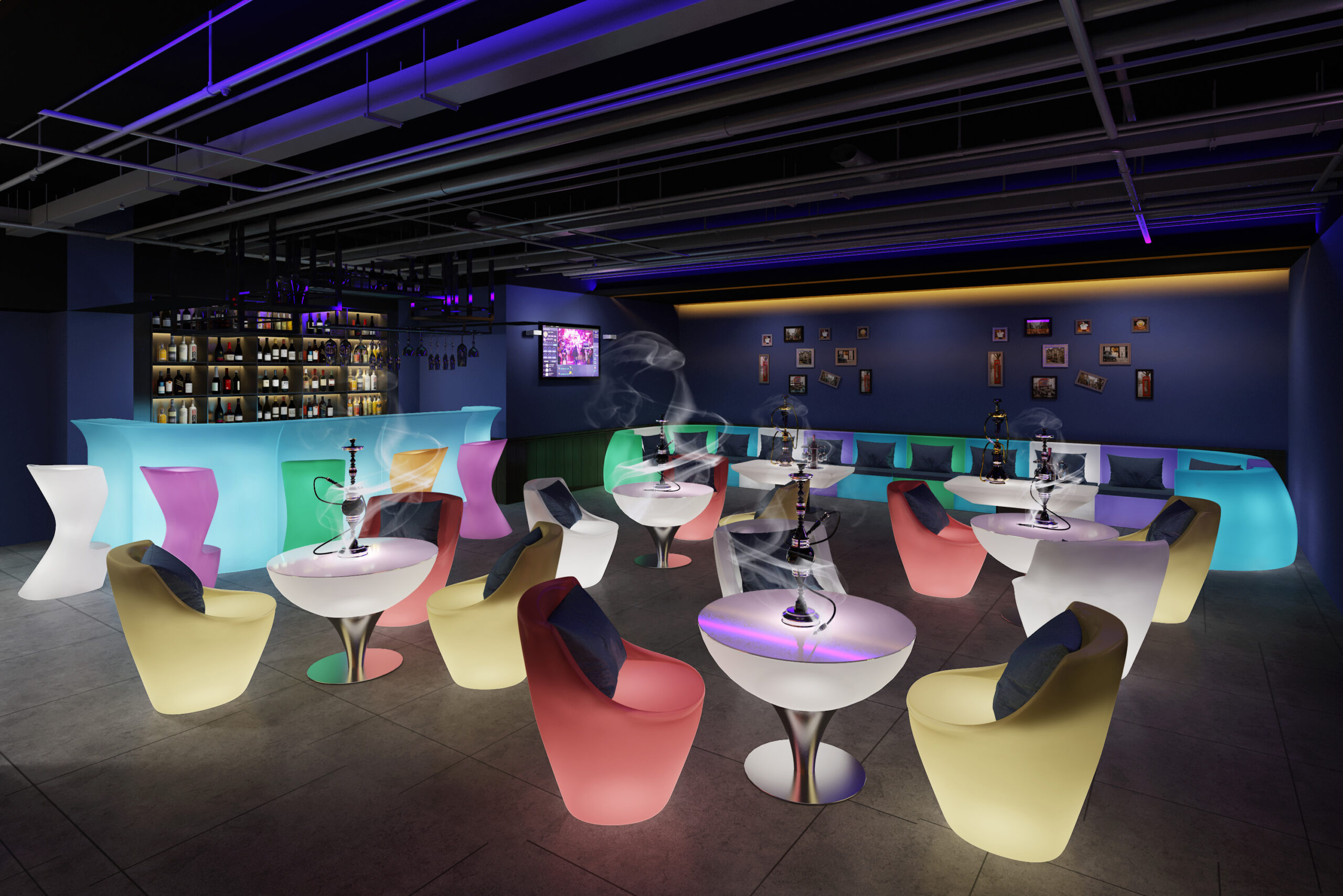 Colorful LED Furniture for for Shisha Bars | Newest Trend in Riyadh