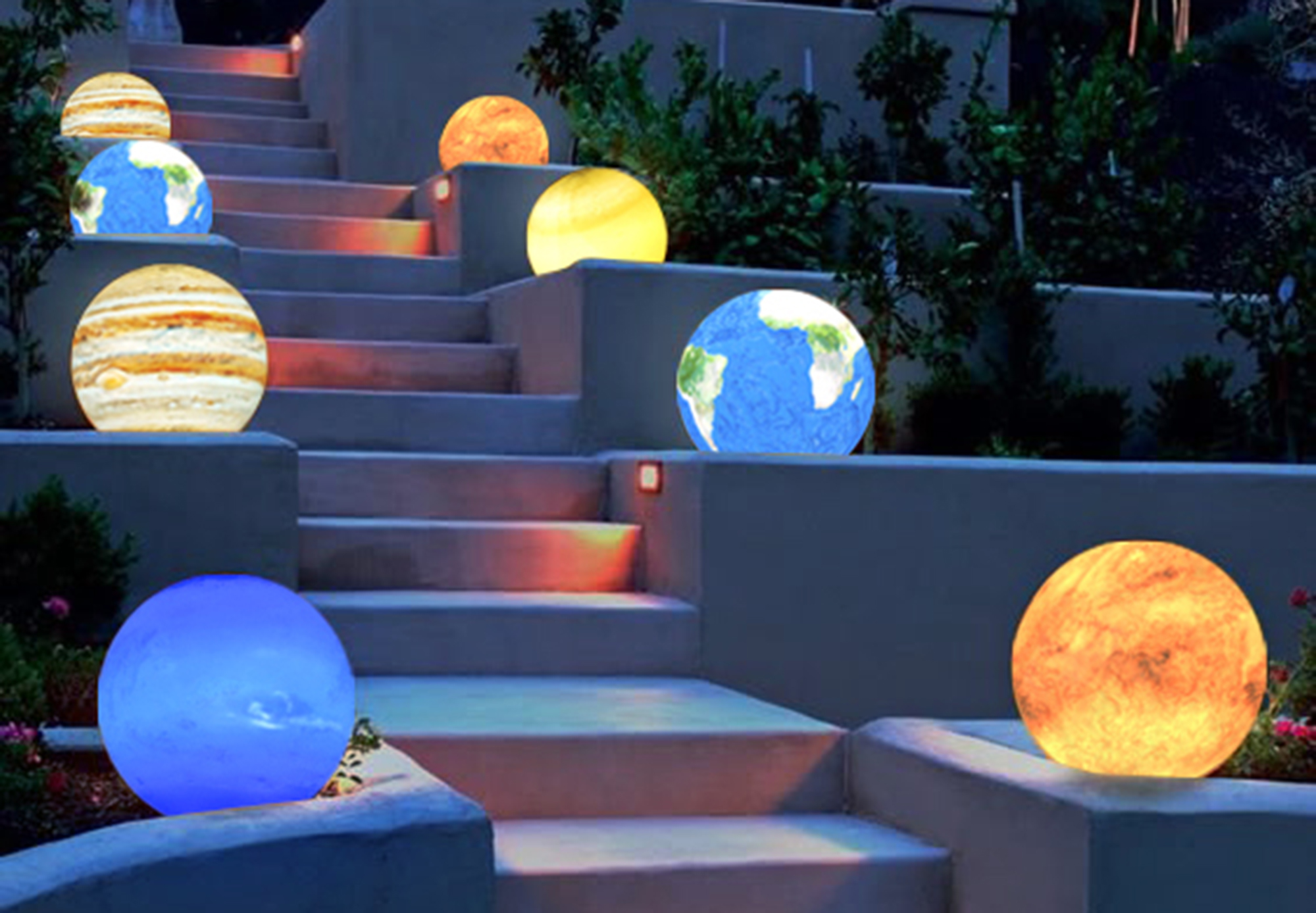 Sphere Outdoor Lights Hand Painted Planet Light for Style